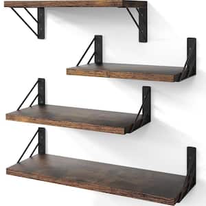 16.5 in. W x 5.5 in. D Gray White Rustic Wood Decorative Wall Shelf Set ...