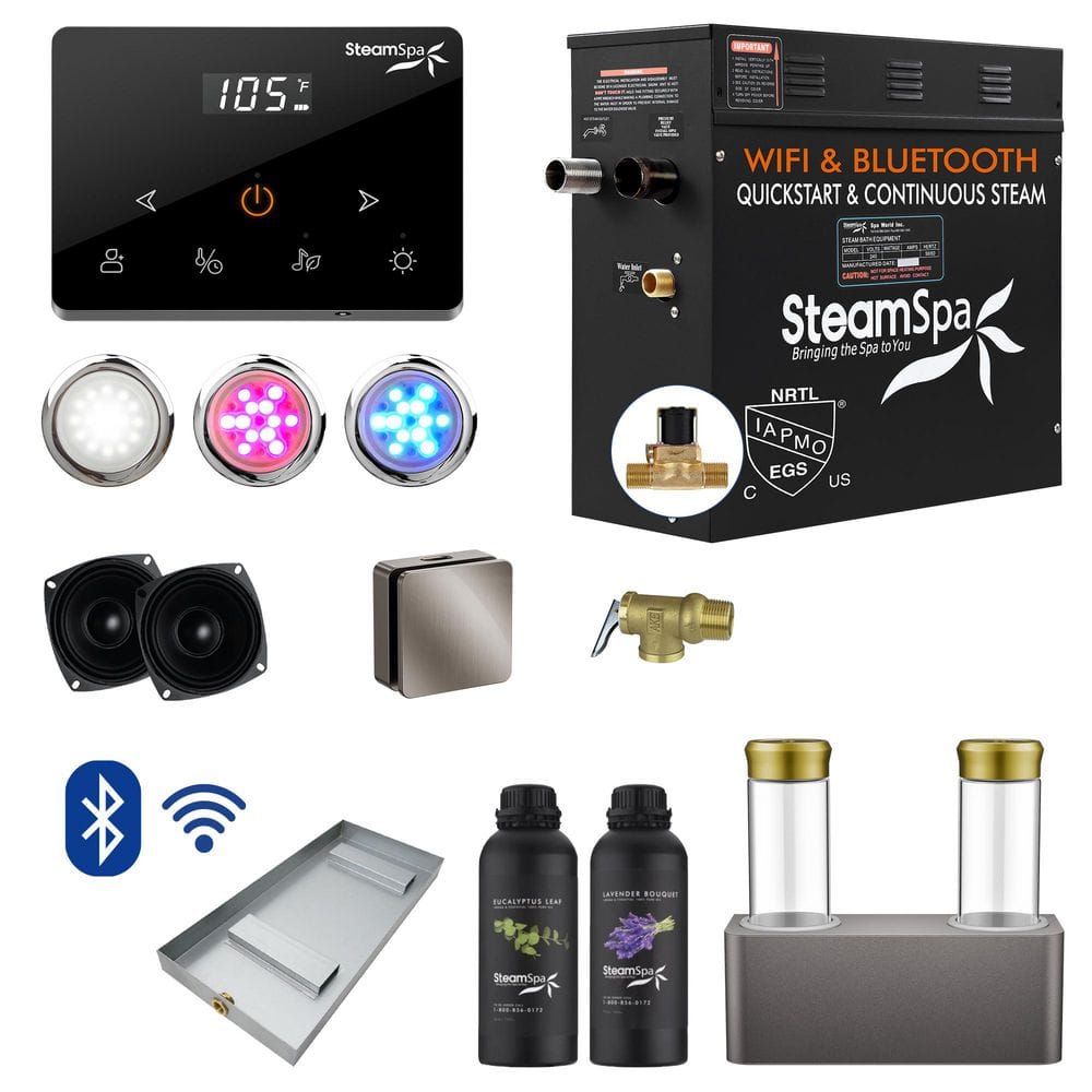 SteamSpa Black Series 6000-Watt Steam Generator with Wireless Remote ...