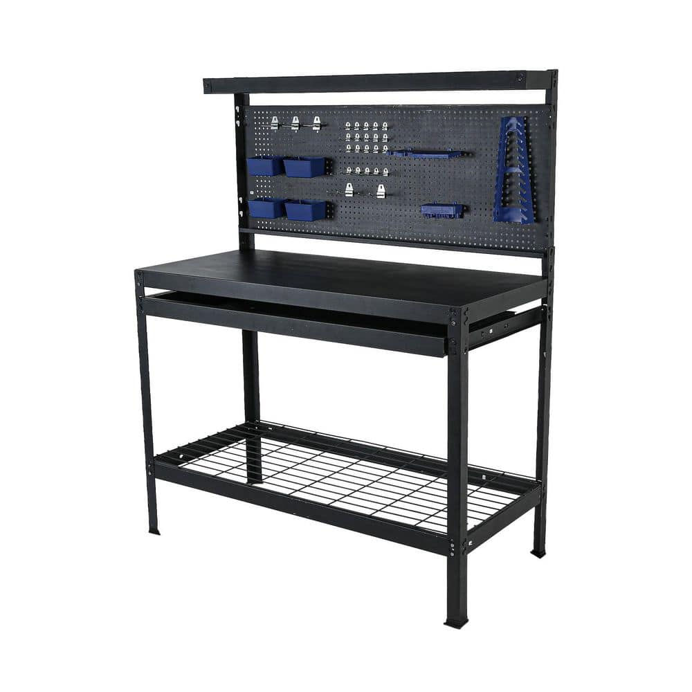 Siavonce 48 in. W x 22 in. D 1-Drawer Tools Cabinet Work Table ...
