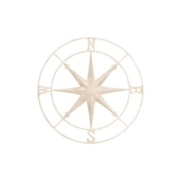 Storied Home Metal Cream Wall Compass EC0165 - The Home Depot