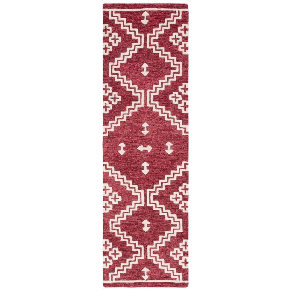 SAFAVIEH Abstract Red/Ivory 2 ft. x 8 ft. Tribal Chevron Runner Rug ...