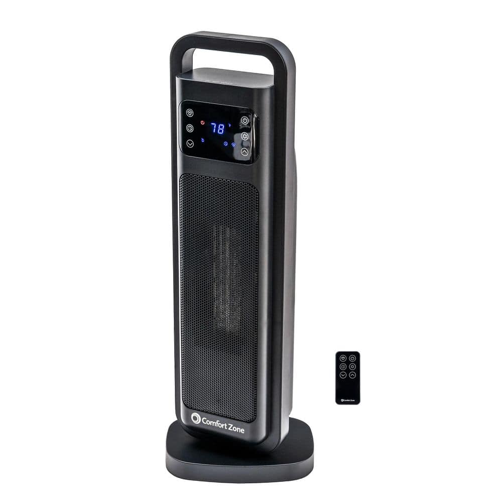 Comfort Zone 1500W 26 in. Electric Indoor Tower Ceramic Fan-Forced ...