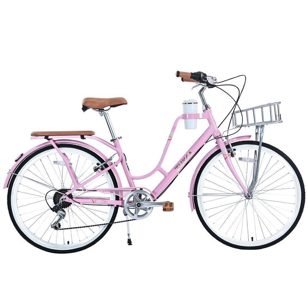 Zeus & Ruta 26 in. Pink 7-Speed Aluminium Alloy Frame Bicycle for ...
