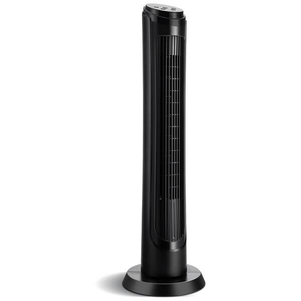 40 in. Oscillating Tower Fan Black with 3-Wind Modes and 4-Wind Speeds ...