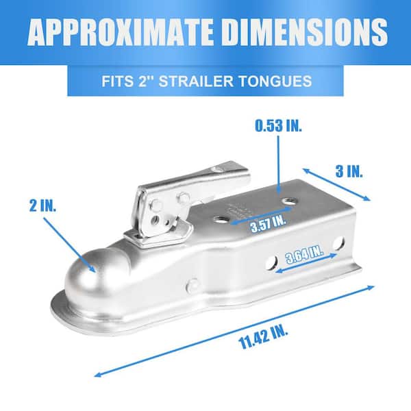 Big Red Straight Trailer Tongue Coupler for 3 in. Channel and 2 in ...
