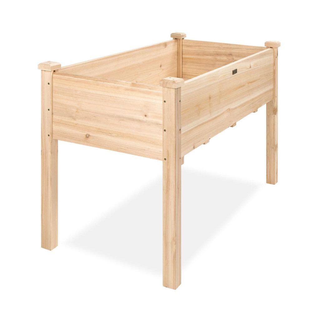 48 in. L x 23 in. W x 30 in. H Natural Wood Raised Garden Bed with Foot ...
