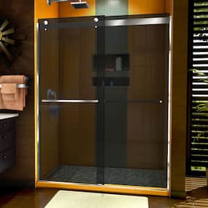 DreamLine Sapphire 44 in. to 48 in. W x 76 in. H Sliding Semi-Frameless Shower Door in Chrome ...