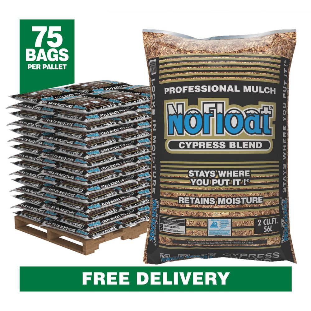 No Float 2 cu. ft. Cypress Blend Shredded Bagged Mulch (Pallet of 75 ...