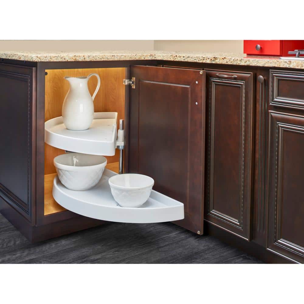 Buy 15.875 in. H x 12 in. W x 31 in. D White Polymer 2-Shelf Half Moon ...