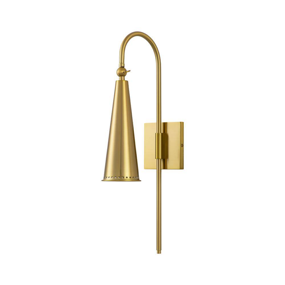 RRTYO Barrett 21.3 in. 1-Light Brass Cone Dimmable Vanity Light Horn ...