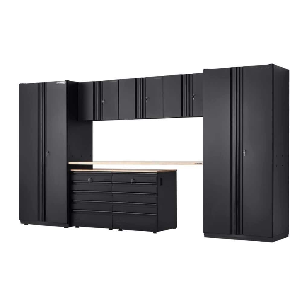 Husky 8-Piece Heavy Duty Welded Steel Garage Storage System in Black ...