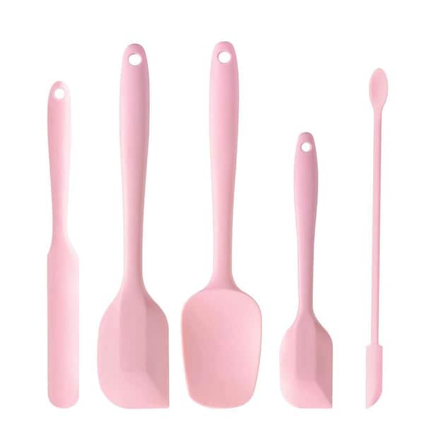 Pink Silicone Spatula Set, 5-Piece Heat-Resistant Rubber Spatulas with ...