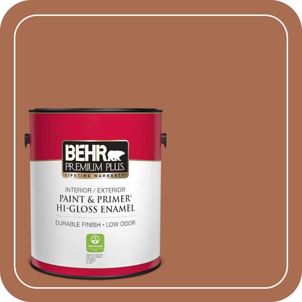 BEHR PREMIUM PLUS 1 gal. #BIC-45 Airbrushed Copper Hi-Gloss Enamel ...