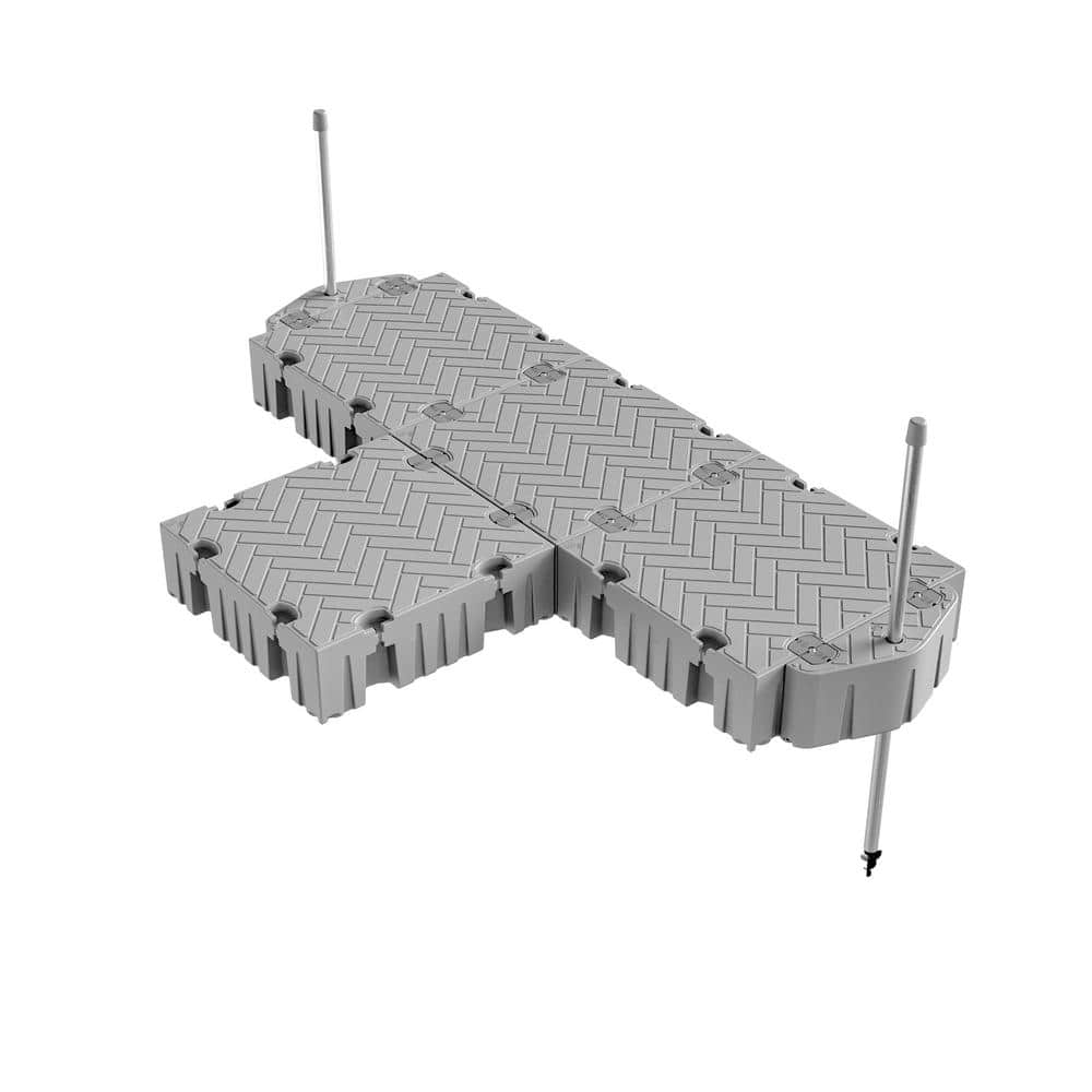 Tommy Docks Flexx 8 ft. T-Shaped Floating Dock Package with Pipe Guides ...