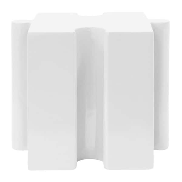 White Puzzle Art Outdoor Side Table, Patio Garden Stool Table, for ...