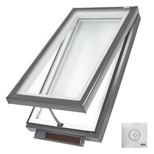 VELUX 22-1/2 in. x 46-1/2 in. Solar Powered Fresh Air Venting Curb-Mount Skylight with Laminated ...