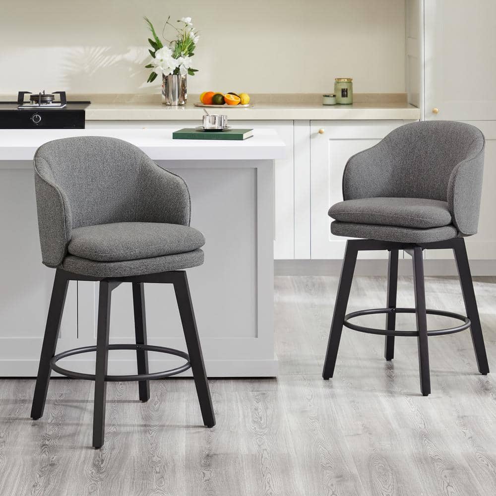 Spruce & Spring Zephyrine 26 in. Dark Grey Low Back Swivel Counter ...