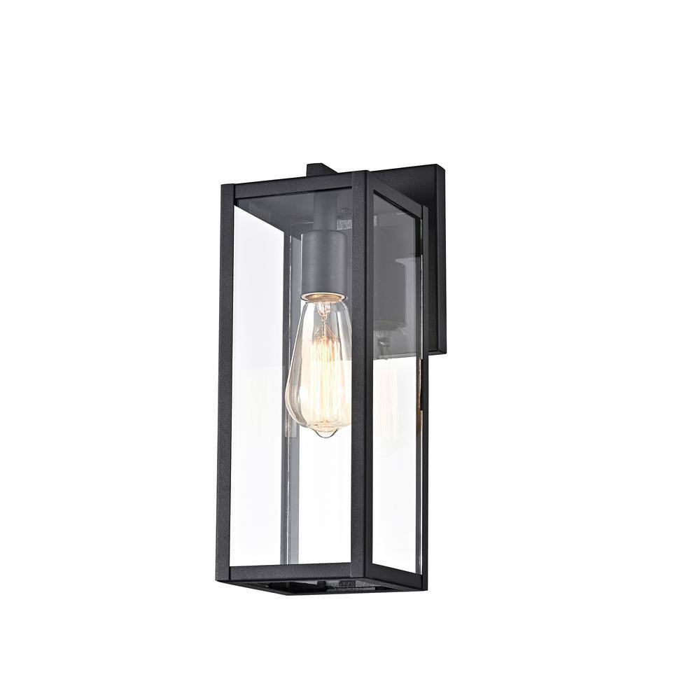 Edvivi Charlton 1-Light Modern Textured Black Outdoor Boxed Wall ...