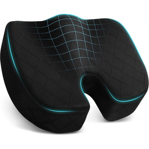 Black Memory Foam U-Shaped Ergonomic Non-Slip Office Chair Pad for ...