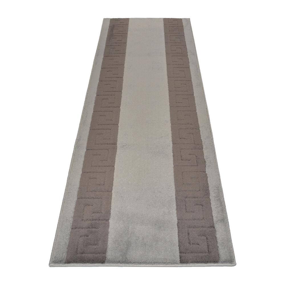 RugStylesOnline Meander Greek Key Design Cut to Size Gray and Brown 26 ...