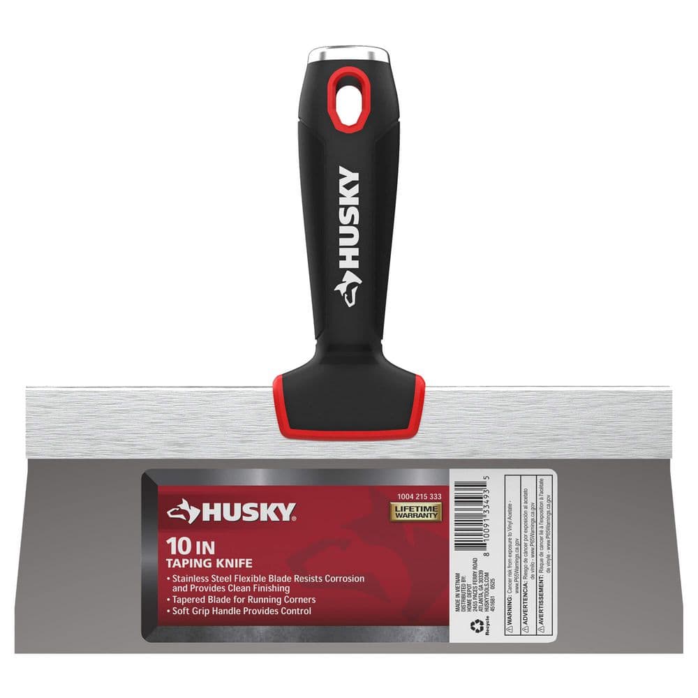Husky Husky 10 in. Stainless Steel Taping Knife with Soft Grip Handle ...