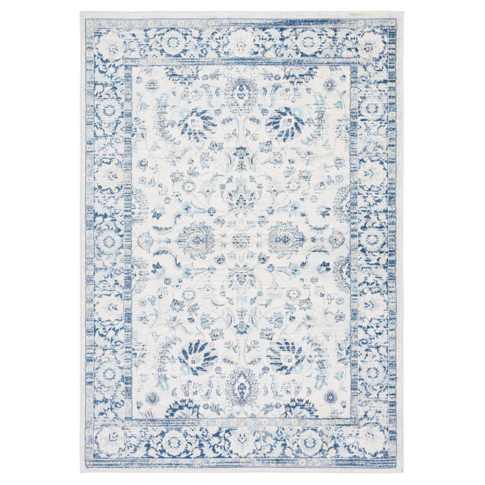 SAFAVIEH Brentwood 5 ft. x 8 ft. Blue/Light Gray Oriental Floral Ornate ...
