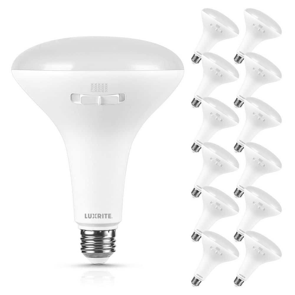 LUXRITE 90-Watt Equivalent BR40 LED Light Bulb 5CCT 12-Watt 1080 Lumens ...