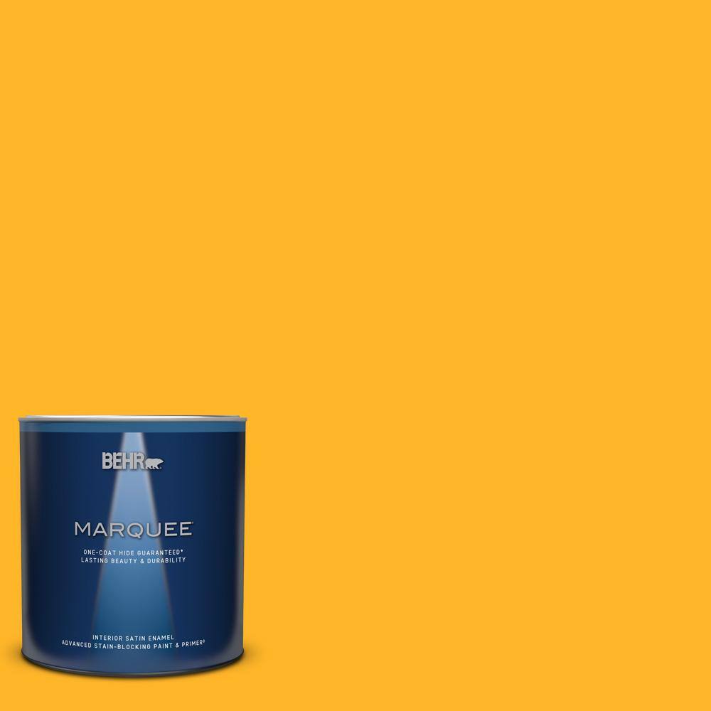 BEHR MARQUEE 1 qt. #P260-7 Extreme Yellow Satin Enamel Interior Paint ...