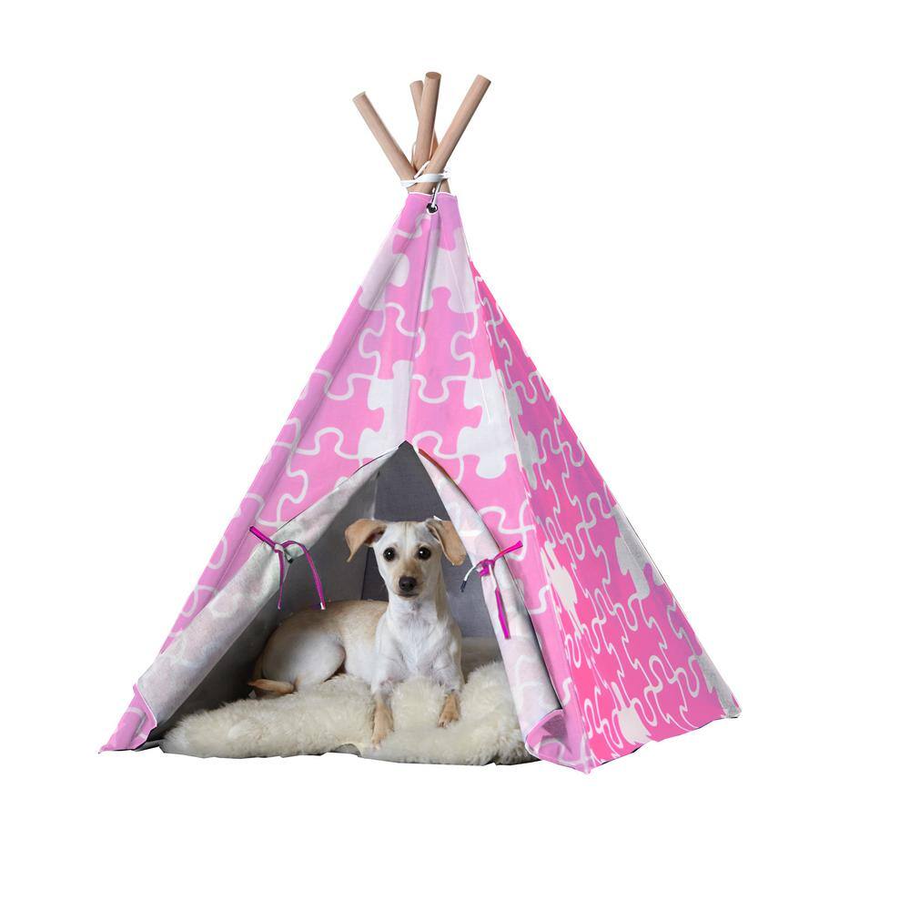 zoovilla Large Pink Puzzle Pet Teepee PTP0060203100 - The Home Depot
