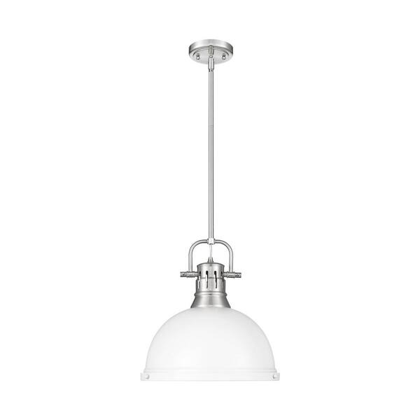 Golden Lighting Duncan 100-Watt 1-Light Pewter Pendant Light with Steel ...