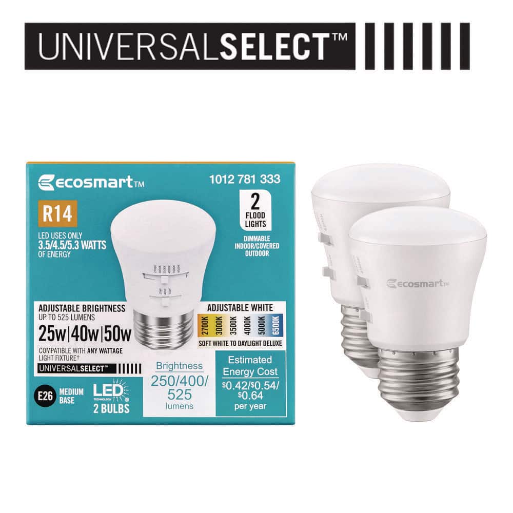 EcoSmart Universal Select 25/40/50-Watt Equivalent R14 E26 Dimmable LED ...