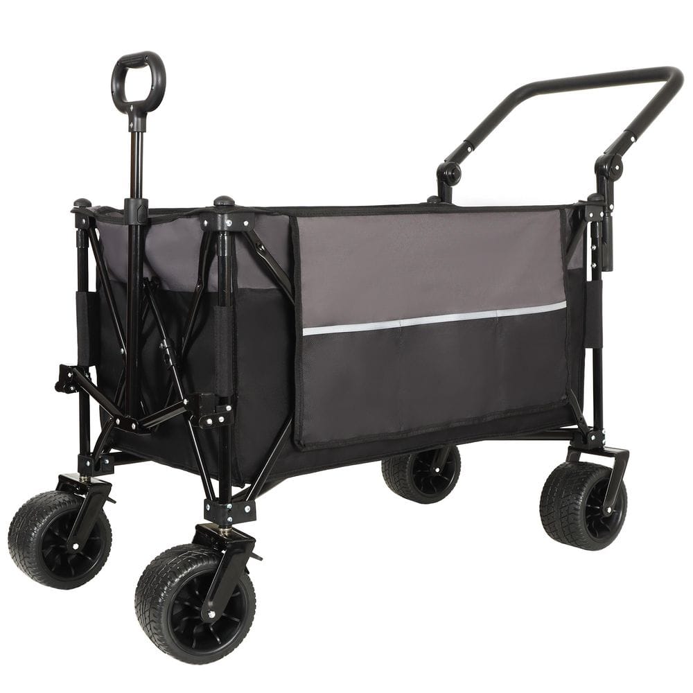 4 cu. ft. Steel Multi-Functional Push-Pull Folding Garden Cart with ...