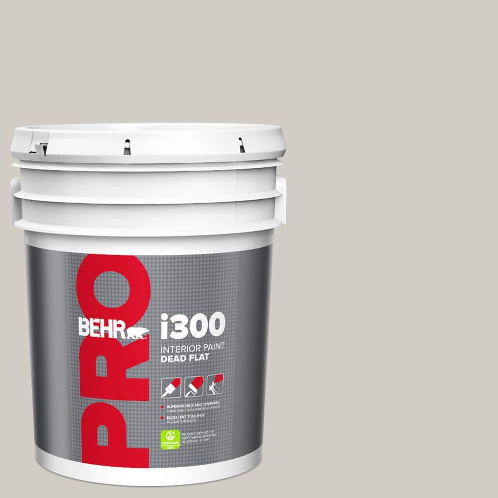 BEHR PRO 5 Gal. #HDC-NT-20 Cotton Grey Dead Flat Interior Paint PR31005 ...