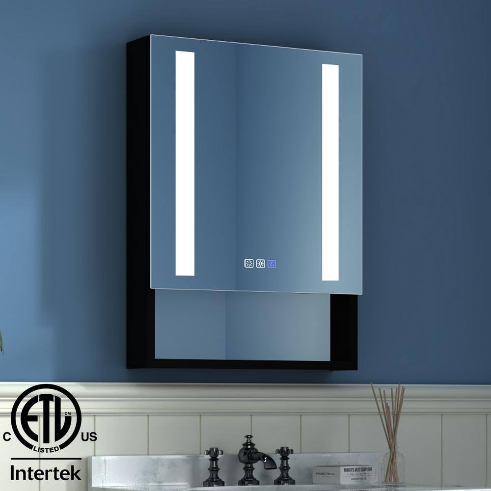 ExBrite 20 in. W x 28 in. H Black Aluminum Recessed/Surface Mount Right ...