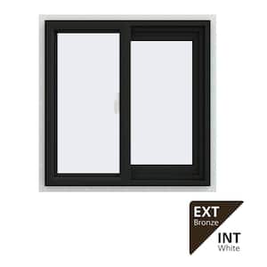 JELD-WEN 60 in. x 60 in. V-2500 Series Bronze Exterior/White Interior ...
