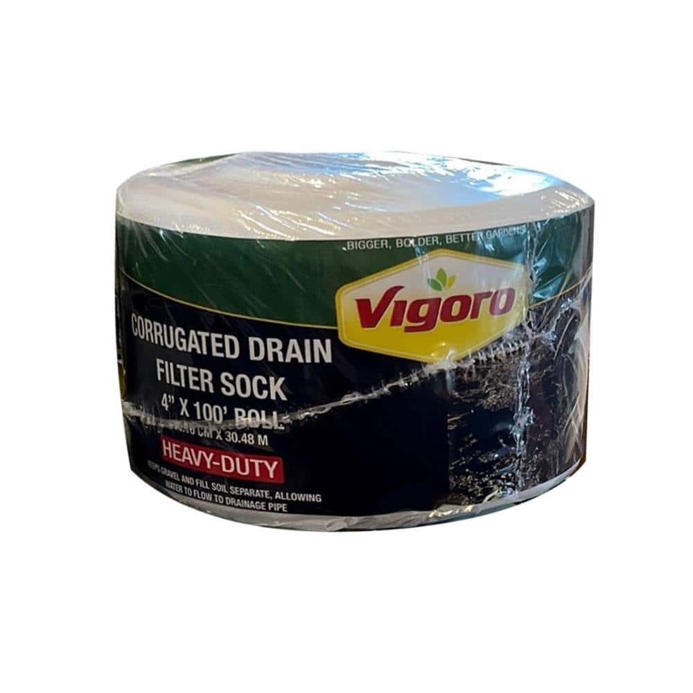 Vigoro 4 in. x 100 ft. Drainage Filter Sock Roll 84-04DS-100 - The Home ...