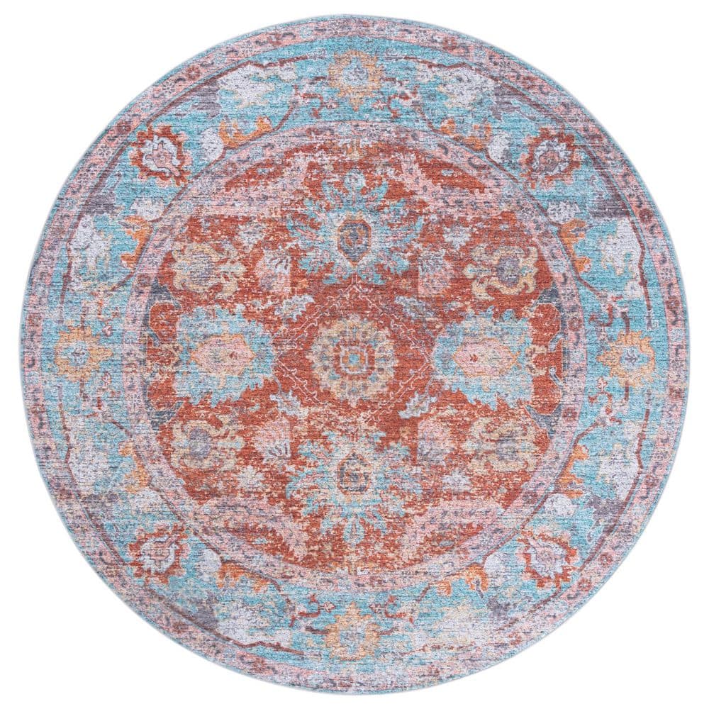 SAFAVIEH Martha Stewart Washable Turquoise/Rust 6 ft. x 6 ft. Machine ...