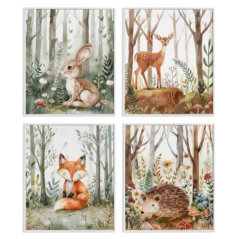 Stupell Industries Baby Animals in Woods by LSR Design Studio 4 Pieces ...