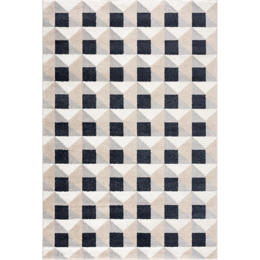 Abani Home Abani Rugs Nuevo Square Grid Pattern Cream/Charcoal 6 ft. x ...