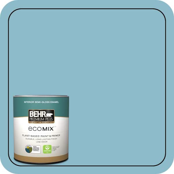 BEHR PREMIUM PLUS 1 qt. #S460-3 Blue Echo Semi-Gloss Enamel EcoMix ...