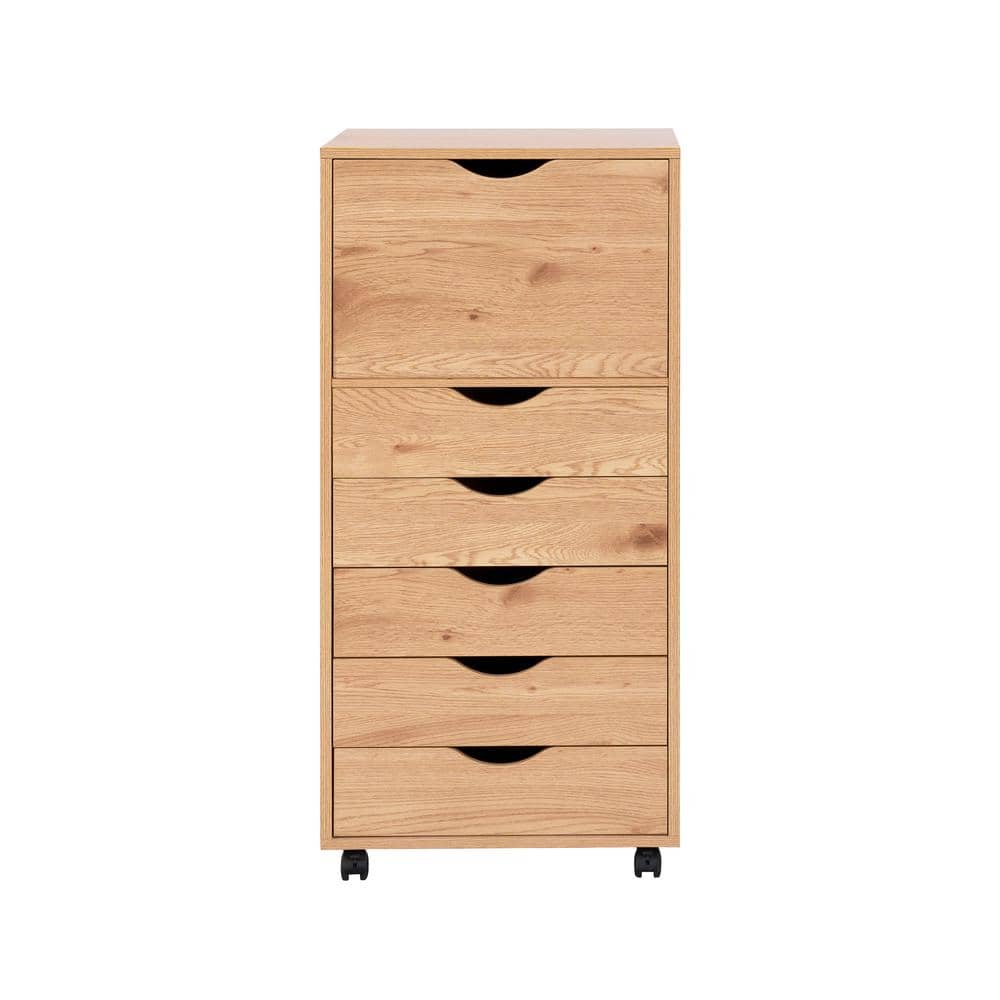 HOMESTOCK Natural, 6-Drawer 41 in. H x 16 in. W x 19 in. D Wooden File ...