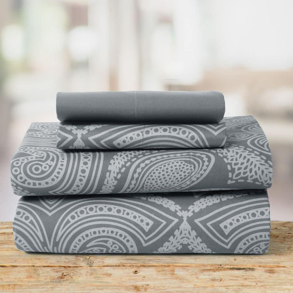 LDC LUX DECOR COLLECTION Lux Decor 4-Piece Microfiber Sheet Set Paisley ...