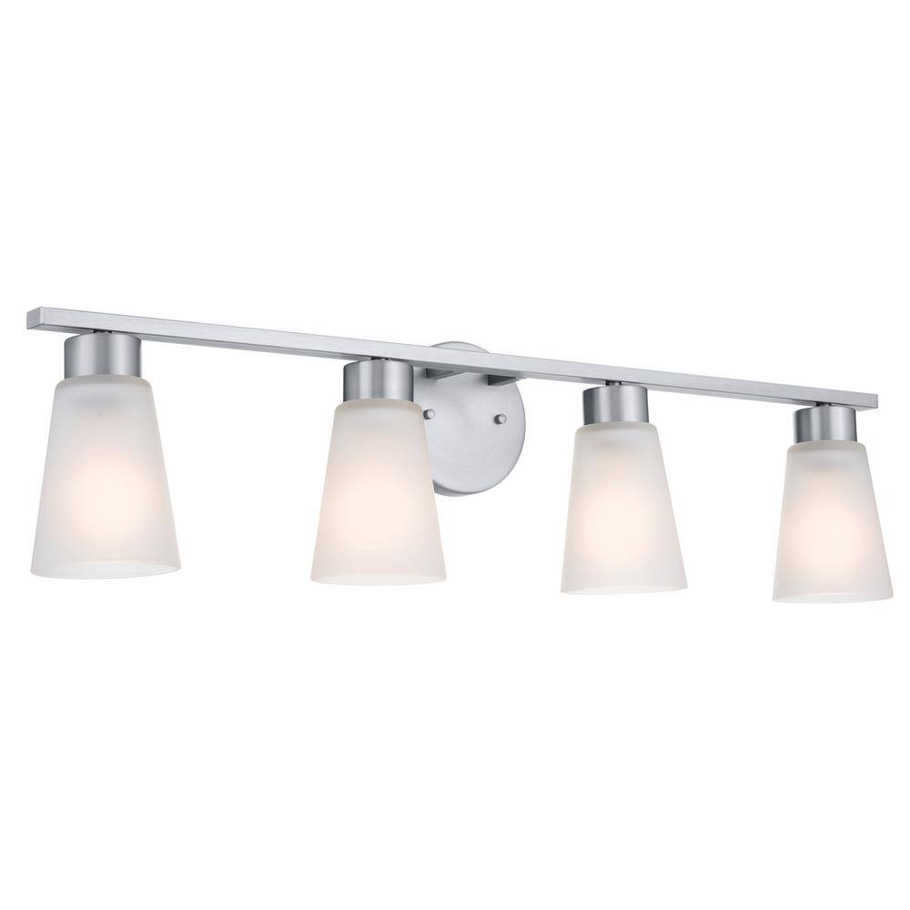 KICHLER Stamos 31 in. 4-Light Brushed Nickel Modern Bathroom Vanity ...