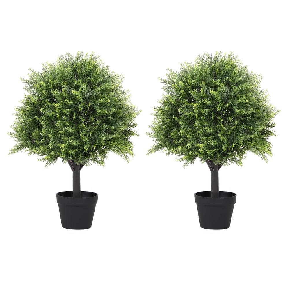 poetree 27 .6 in. Artificial Topiary Ball Outdoor Indoor Cedar Plant in ...