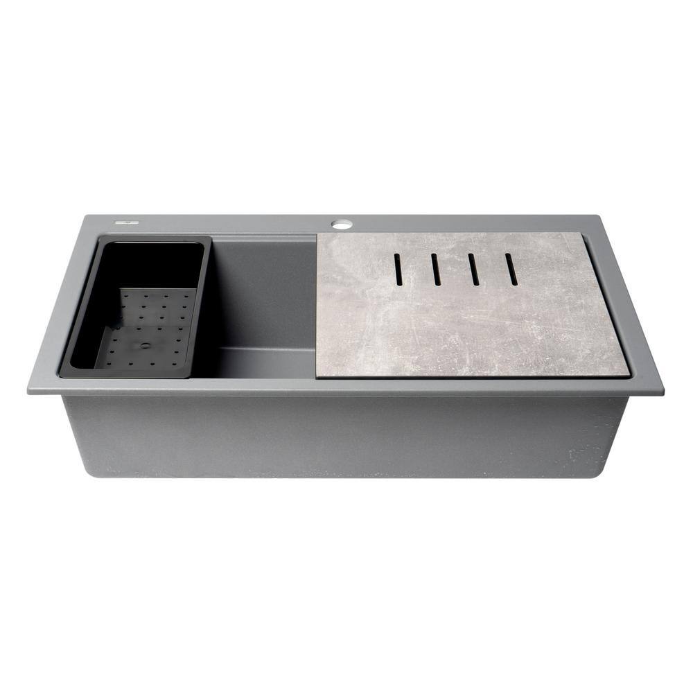 ALFI BRAND Drop-In Granite Composite 34 in. Single Bowl Kitchen Sink in ...