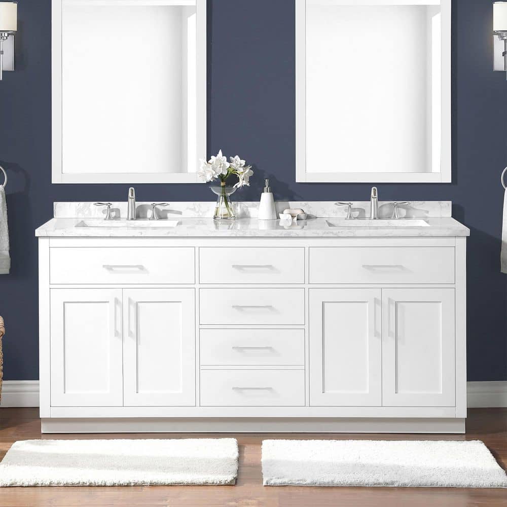 Reviews for OVE Decors Athea 72 in. Double Sink Freestanding White Bath ...