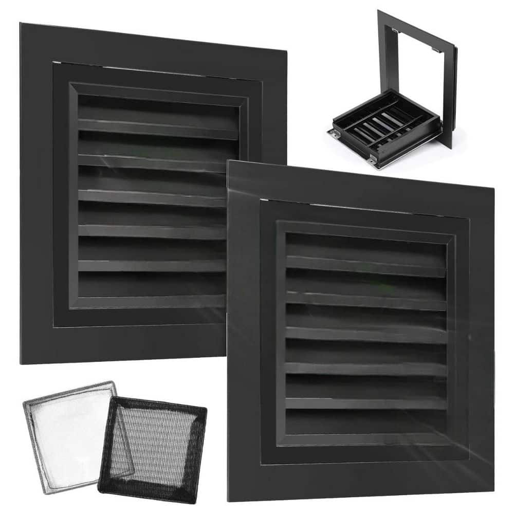 KIWDZFU 12x12 Louvered Black Aluminum Gable Vent with Replaceable ...