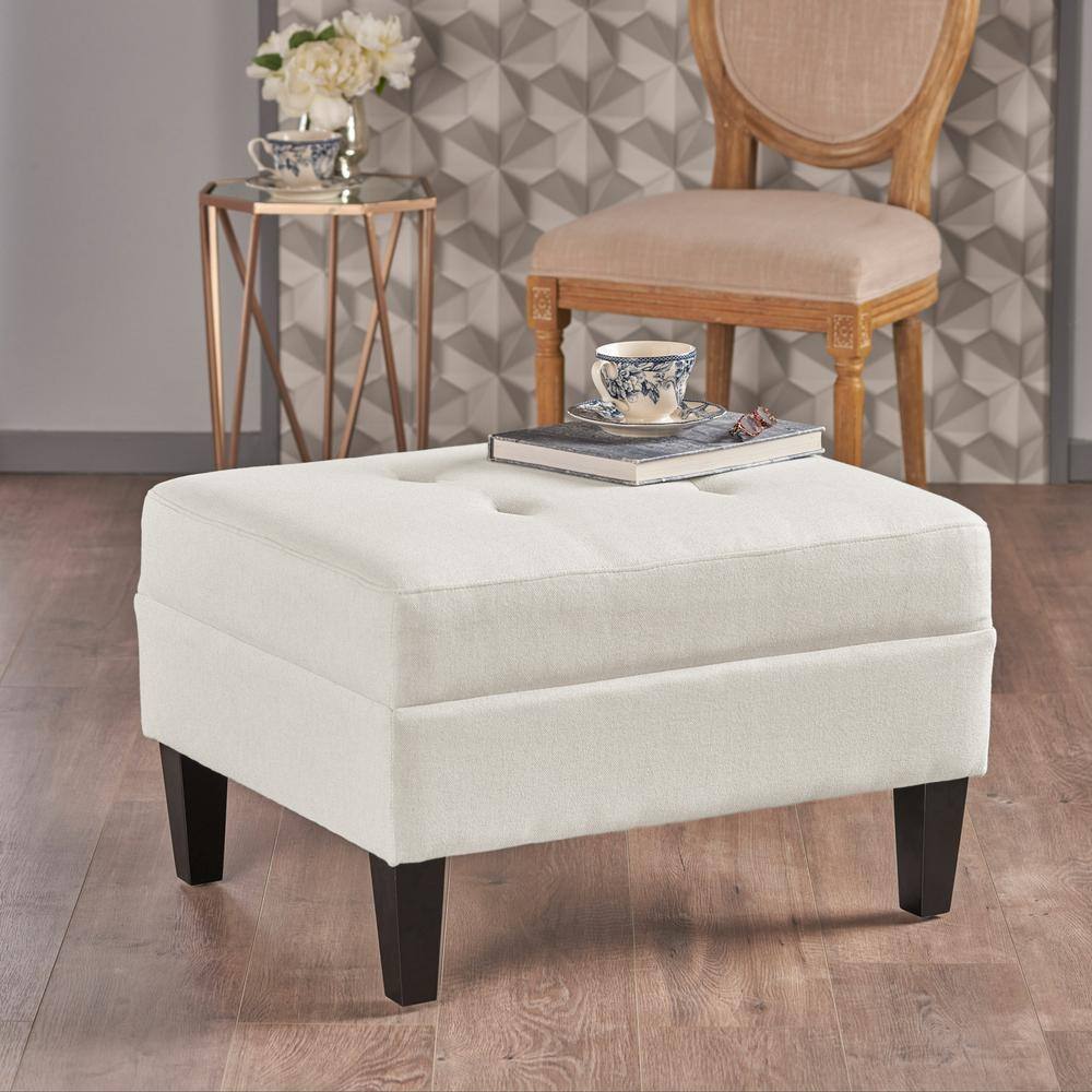 CHRISTOPHER KNIGHT HOME Kamil Ivory Fabric Upholstery Rectangle Tufted ...