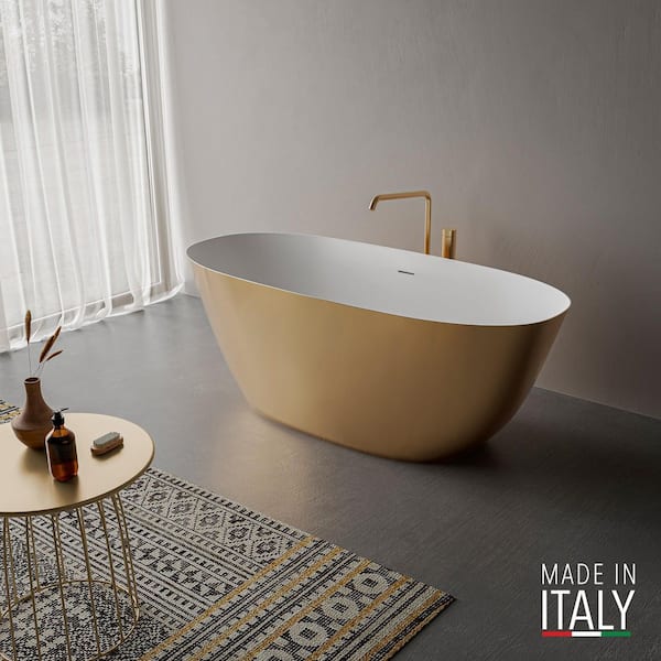 Ruvati Sinatra 63in. x 28in. Freestanding Soaking Oval Bathtub in Matte ...