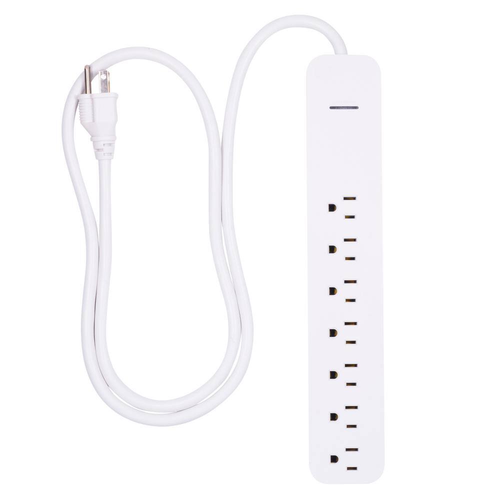 GE 7-Outlet 1,080-Joules Surge Protector with 4 ft. Cord, White 36358 ...
